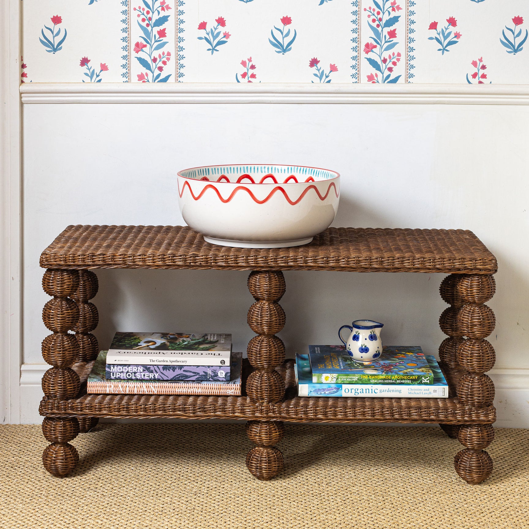 Bobbin Rattan Storage Bench | Teak Finish Furniture | Hastshilp.co.uk