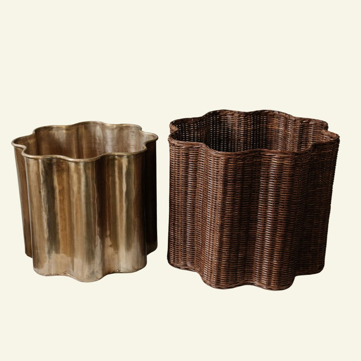 Poppy Rattan Waste Paper Bin (Large) | Wavy Rattan Planter | Hastshilp ...